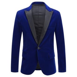 Generic Costume en Velours pour Homme, Coupe ajustée, Veste de Costume à Un Bouton, Smoking, Tenue de cérémonie pour Mariage, Bal Promo ou dîner Formel