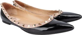 Valentino Garavani Ballerinas - Valentino Black Patent Leather Rockstud Spikes Bal - Gr. ONE_SIZE - in Schwarz - f&uuml;r Damen