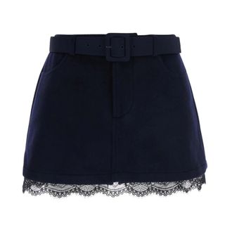 Self Portrait Woll-Spitzenshorts - - Shorts - Damen - Blau - XS