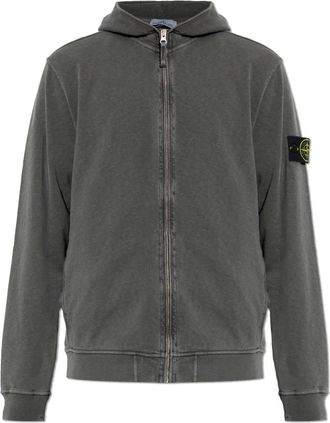 Stone Island Homme, Sweatshirts et sweats &agrave; capuche, Gris, Taille: M Logo Patch Sweat &agrave; capuche