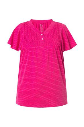 Ulla Popken T-Shirt T-Shirt P&uuml;nktchen Biesen V-Ausschnitt