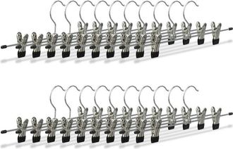 Relaxdays Hosenb&uuml;gel Metall, 10er Set Rockb&uuml;gel, Klemmb&uuml;gel verstellbar, Kleiderb&uuml;gel, hbt 9x35,5x2,5 cm, silber/schwarz - Relaxdays