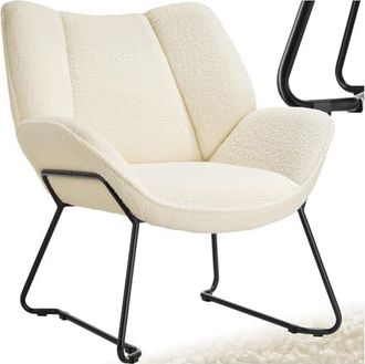 TecTake Fauteuil Salon Confortable Tissu Bouclette Fauteuil Scandinave Moelleux avec Accoudoirs Chaise Ergonomique pour Salon, Chambre, Siege Bureau, Allaitem