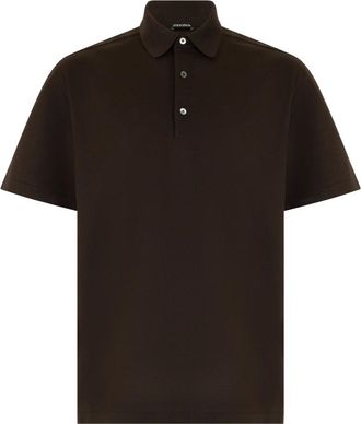 Ermenegildo Zegna Homme, Tops, Brun, Taille: M Polo en Piqu&eacute; de Coton