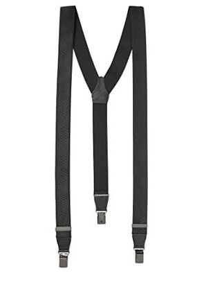 BOSS Herren Bratino Hosentr&auml;ger mit Logo und Lederbesatz Schwarz Stck