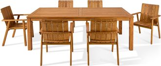 Konsimo ORTUS Gartenm&ouml;bel Set Holz 7-teilig - Gartentisch mit 6 St&uuml;hlen, braunes Outdoor M&ouml;belset aus massivem Robinienholz, wetterfest, hergestellt in der EU