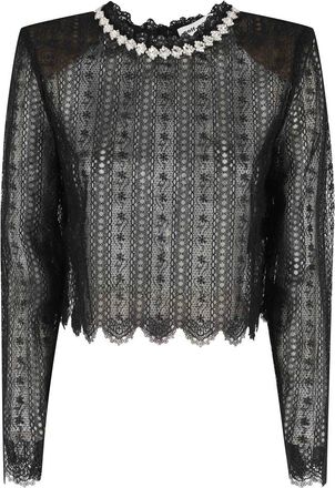 Self Portrait Femme, Tops, Noir, Taille: 38 FR Haut en dentelle organza