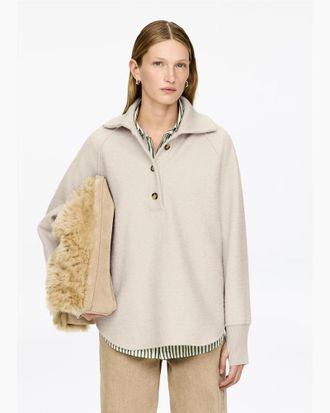 Arket Pullover Aus Wollwalk Und Baumwolle -Wei&szlig;