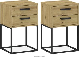 Konsimo Nachttisch Rectus Nachtschrank, Modern, hergestellt in der EU, Beistelltisch (2-St), mit 2 Schubladen (Eiche/schwarz)