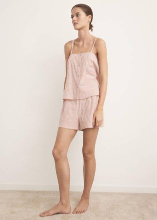 Mango Pyjama deux pi&egrave;ces coton &agrave; bretelles orange - Femme - M - MANGO