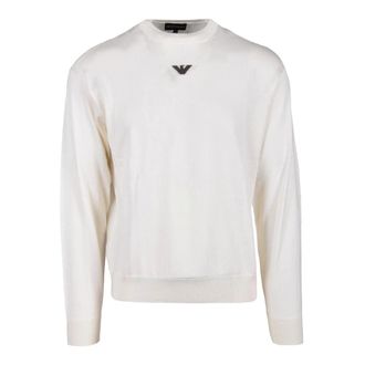 Emporio Armani Homme, Pulls, Blanc, Taille: 2XL Pull en Tricot Col Rond