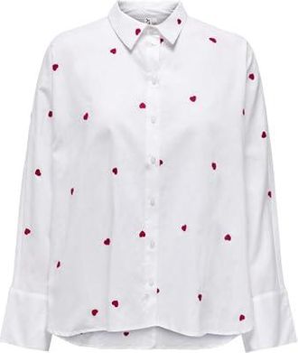 Only Chemise Femme col boutonn&eacute; Coupe Droite Poignets boutonn&eacute;s boutonni&egrave;re Confortable &eacute;l&eacute;gant, Couleurs:Blanc, Taille:L