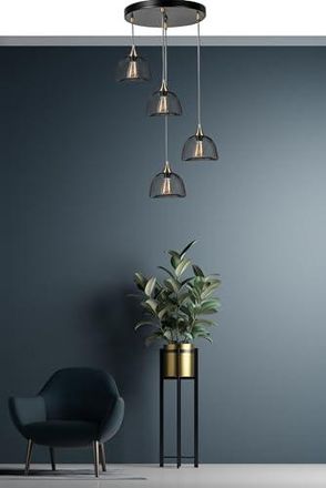 Opviq Elegant Black Chandelier, Metal Body, Adjustable Height 70 cm, Antique Coated Finish, E27 Socket Max 40W, Perfect for Modern Home D&eacute;cor