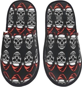Generic Pantoufles &agrave; Hiver Imprim&eacute; de bonnet de P&egrave;re No&euml;l &agrave; t&ecirc;te de mort L&eacute;g&egrave;re Chaussons en Feutre Unisex Respirant Accueil Slippers Homme Femme L