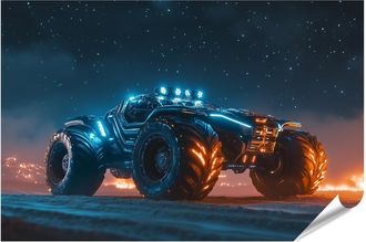 Islandburner XXL Bild Poster Futuristischer Monstertruck unter Sternenhimmel Premium Bilder Fotodruck