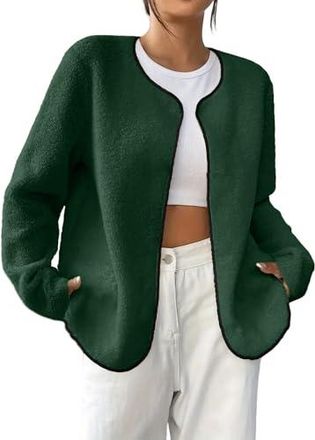 Generic Sweat-shirt en polaire pour femme - Manteau moelleux confortable pour femme - Manteaux dhiver 2025 - Vestes courtes en polaire pelucheuse - Boutons ch