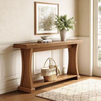 Tribesigns Tribesigns Table console de 160 cm pour lentr&eacute;e, table de couloir &agrave; 2 niveaux derri&egrave;re le canap&eacute; avec &eacute;tag&egrave;res, tables &eacute;troites en bois pour