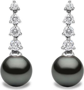 Yoko London 18kt Weißgoldohrringe mit Tahiti-Perlen und Diamant - Silber