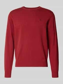 Fynch-Hatton Strickpullover aus reiner Baumwolle mit Logo-Stickerei