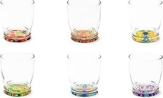Excelsa Lisbonne Lot de 6 verres avec fond d&eacute;cor&eacute;, 340 ml, diam&egrave;tre 8 cm, verre