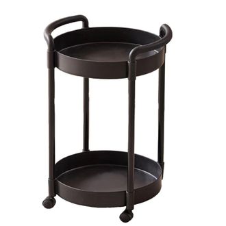 Generic Runder Beistelltisch, Kaffeetische, 2 Ebenen, for Wohnzimmertisch, Schlafzimmer, Garten, Sofatisch, Nachttisch, Abnehmbare Schale, Einfacher Aufbau(Bl