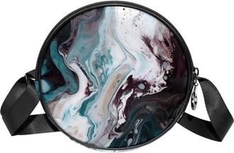 Generic Sac &agrave; bandouli&egrave;re rond rond pour femme, motif marbre, avec fermeture &eacute;clair, bretelles r&eacute;glables, style d&eacute;contract&eacute;