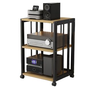 Generic HiFi Regal Stereo-Audio-Medienschrank mit 2/3 Ebenen, HiFi Rack aus Holz & Stahl Plattenspieler Tisch mit Verstellbaren Ablage, für Heimkino Schlafzim