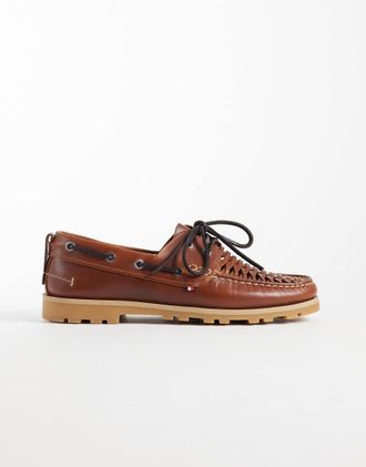Tommy Hilfiger Chaussures bateau en cuir - Fauve-Marron