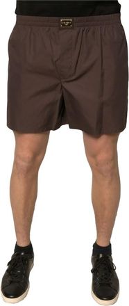 Dolce & Gabbana Homme, Shorts, Brun, Taille: M Dolce & Gabbana Brown Cotton Blend Men Mid Waist Shorts