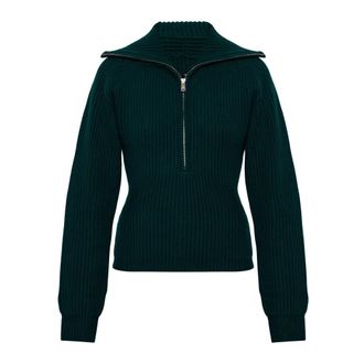 Anine Bing June Trucker Collar Sweater - - Knitwear - Damen - Gr&uuml;n - S