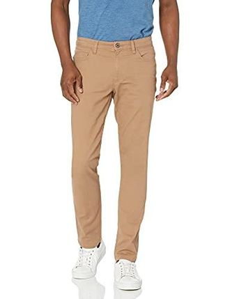 Amazon Essentials Pantalon Chino en Tissu Stretch Confortable à 5 Poches Coupe Skinny Homme, Brun Kaki Clair, 33W / 34L