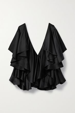 Interior Haut En Satin De Soie &Agrave; Volants Jane - Noir