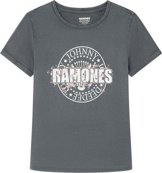 Springfield Damen 5.Gym.licencia Camiseta Ramones Flores Unterhemd, Grau, Kohlefarben, X-Large