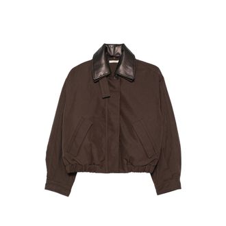 Sessun Leather Effect-collar Bomber Jacket