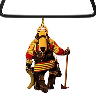Generic Weihnachts-Feuerwehr-Anh&auml;nger - Feuerwehrbaum-Ornament zum Aufh&auml;ngen, Weihnachtsbaum, Feuerwehrmann Ornamente aus Acryl, einseitig 2D Feuerwehrfiguren