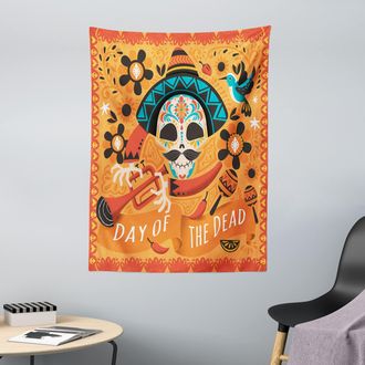 Abakuhaus Halloween Wandteppich, Trompetenspieler aus Weiches Mikrofaser Stoff Waschbar ohne Verblassen Digitaldruck, 110 x 150 cm,Mehrfarbig