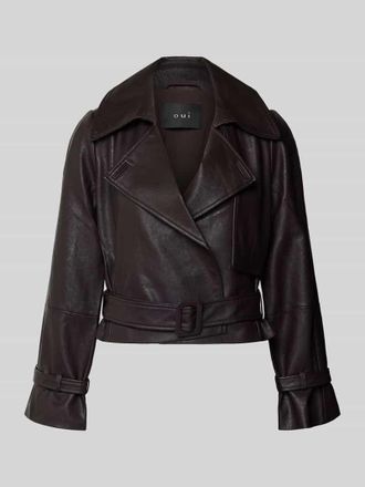 Oui Jacke in Leder-Optik mit Reverskragen und Gürtel