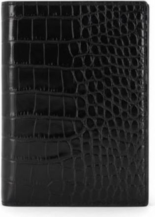 Tom Ford Homme, Accessoires, Noir, Taille: ONE Size Portefeuille bi-fold en cuir fa&ccedil;on crocodile