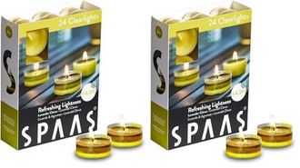 Spaas 24 Duftenden Clearlights, Teelichter mit durchsichtigem Halter, &plusmn; 4,5 Stunden - Refreshing Lightness, Herbst Gelb (Packung mit 2)