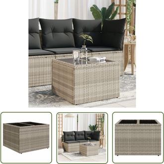 vidaXL Table de jardin avec dessus en verre gris clair r&eacute;sine tress&eacute;e - Table De Jardin - Mobilier De Jardin - Table Ext&eacute;rieure - Table Patio - Table En
