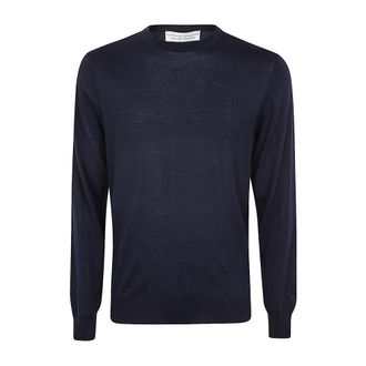 FILIPPO DE LAURENTIIS Luxus Navy Crew Neck Pullover - - Knitwear - Herren - Blau - 2XL