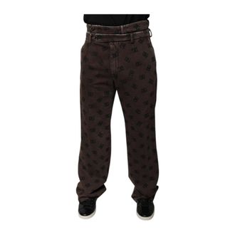 Dolce & Gabbana Homme, Pantalons, Brun, Taille: M Jean en Denim de Coton Marron avec Logo