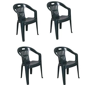 Dmora 4er Set Gartenst&uuml;hle Bisceglie, Gartensitz, F&uuml;r drinnen und drau&szlig;en, Mit Armlehnen und stapelbar, Made in Italy, 56x55 h78 cm, Gr&uuml;n