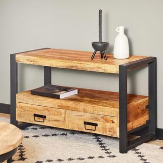 Pier Import Petit meuble TV bois m&eacute;tal 2 tiroirs MILORA