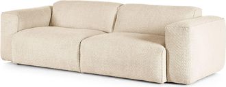 Studio Copenhagen home24 3-Sitzer Sofa Beige Teddy-Boucl&eacute; Stoff Bony 251 x 71 x 102cm Modern