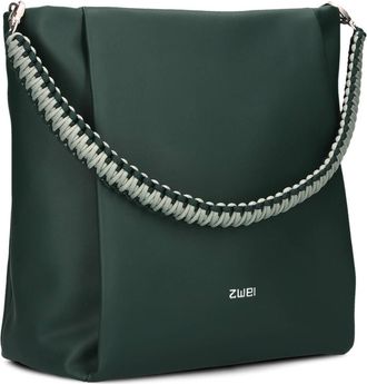 zwei Damen Shopper Yuna YU120 elegante Schultertasche 7 Liter geflochtener Schultergurt, hochwertiges Kunstleder inkl. langem Schultergurt als Umhängetasch