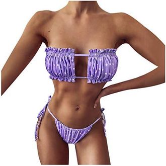 Generic Bikini pour femme - Sexy et &eacute;l&eacute;gant - Deux pi&egrave;ces - Col en V - Triangle - Push Up - Maillot de bain ventre plat - Haut de bikini - Soutien de la poitr