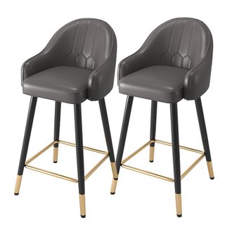 Generic Industrielles Barhocker-Set, 2er-Set, K&uuml;chenthekenst&uuml;hle aus PU-Leder mit Armlehnen, Metallfu&szlig; und Fu&szlig;st&uuml;tze, ESS- und Stehhocker