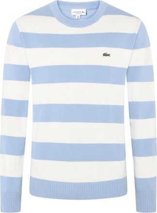 Lacoste Rundhalspullover mit Blockstreifen und kleinem Krokodil-Aufn&auml;her in