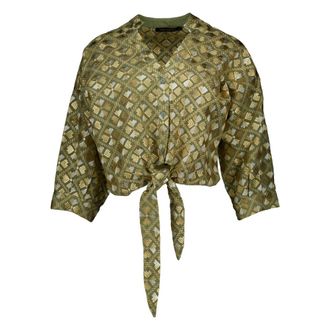 Greek Archaic Kori Femme, Blouses et Chemises, Vert, Taille: 38 FR Blouse S26K-4065043